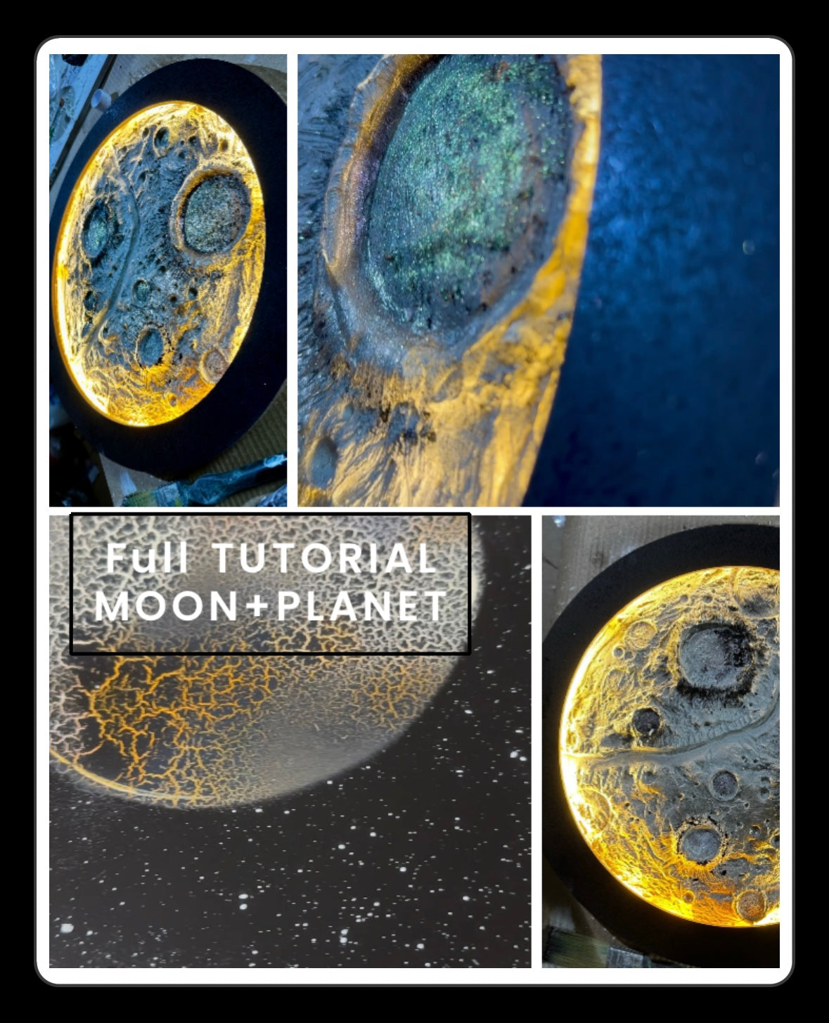 Moon and Planets Ink Pebble Technique Tutorial by ResinandRitesh